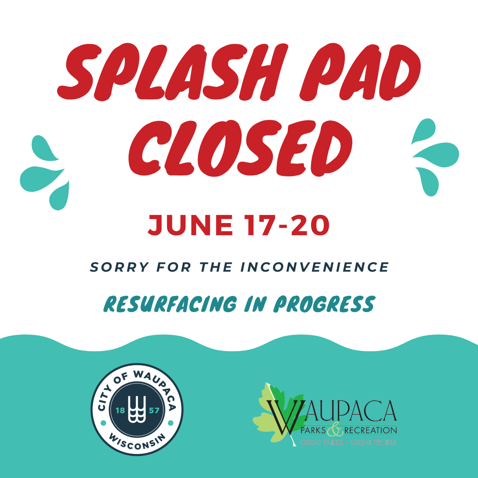Splashpad-closed-1 – City of Waupaca, WI